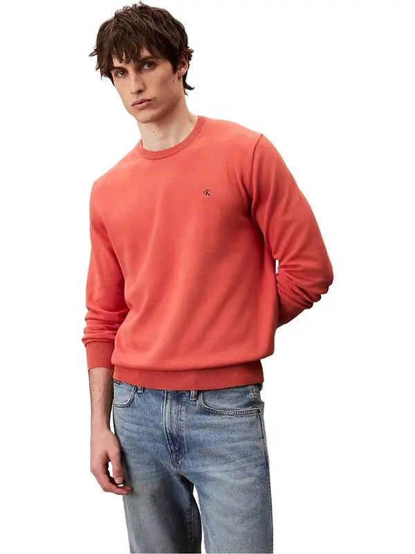 Calvin Klein Classic Fit Cotton Sweater - Mecca Orange
