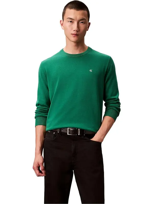 Calvin Klein Classic Fit Cotton Sweater - Verdant Green