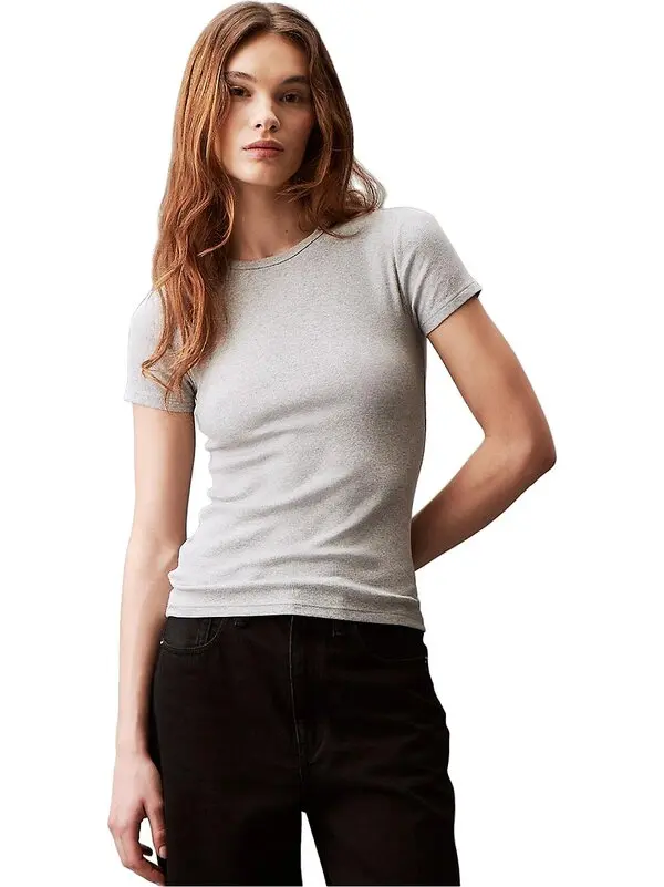 Calvin Klein Cotton Contour Rib T-shirt - Grey Heather