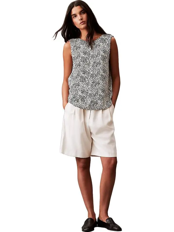 Calvin Klein Printed Sleeveless Top - Antique White Print