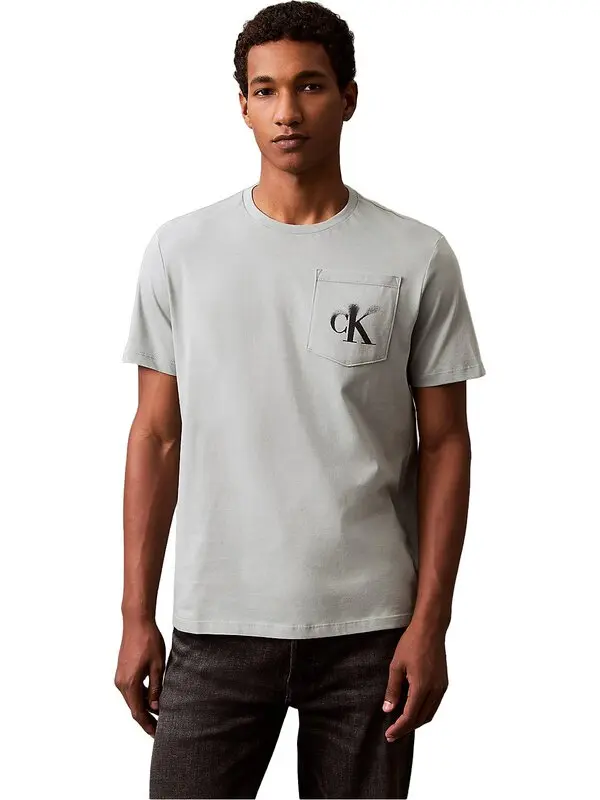 Calvin Klein Faded Monogram Pocket Classic T-shirt - Slate Gray