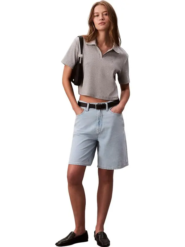 Calvin Klein Linen Blend Relaxed Denim Bermuda Shorts - Aaron Indigo