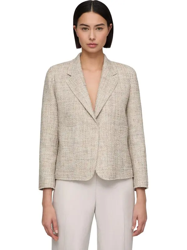 Lafayette 148 New York Cotton-blend Twill Cropped Blazer - Natural Multi
