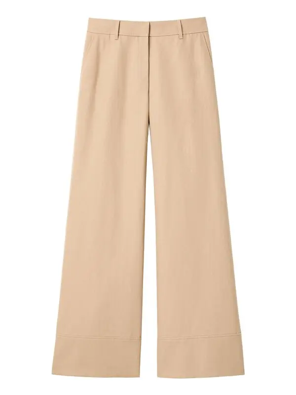 Lafayette 148 New York Cotton Linen Twill Wide-leg Pants - Natural