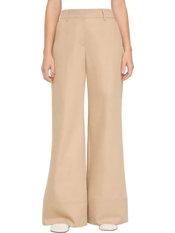 Lafayette 148 New York Cotton Linen Twill Wide-leg Pants - Natural