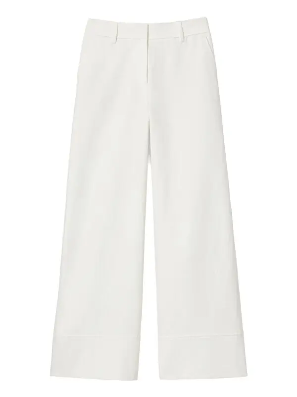 Lafayette 148 New York Cotton Linen Twill Wide-leg Pants - White