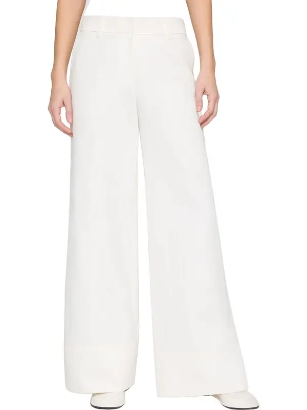 Lafayette 148 New York Cotton Linen Twill Wide-leg Pants - White