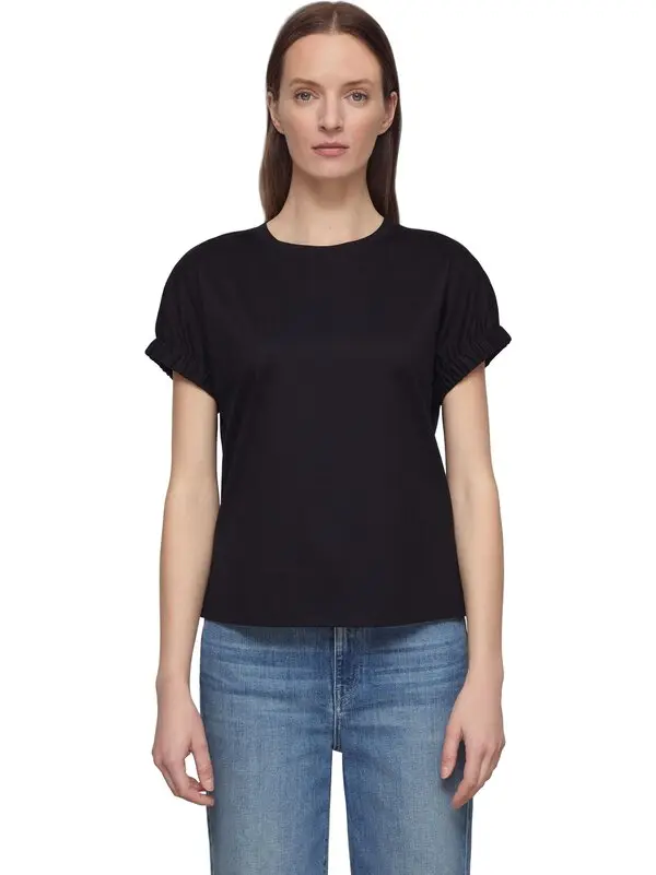 Lafayette 148 New York Cotton Jersey Short Sleeve Top - Black