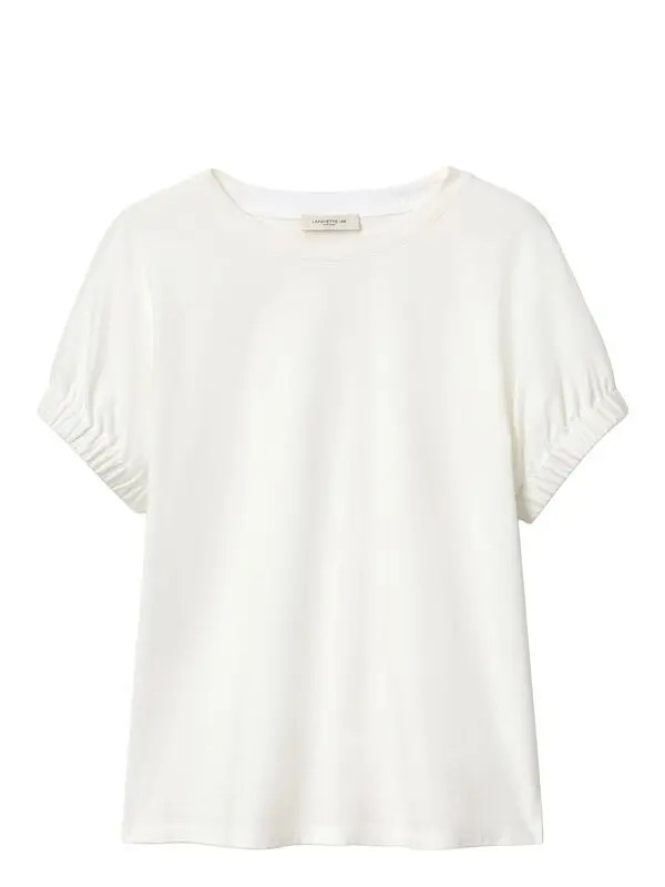 Lafayette 148 New York Cotton Jersey Short Sleeve Top - White
