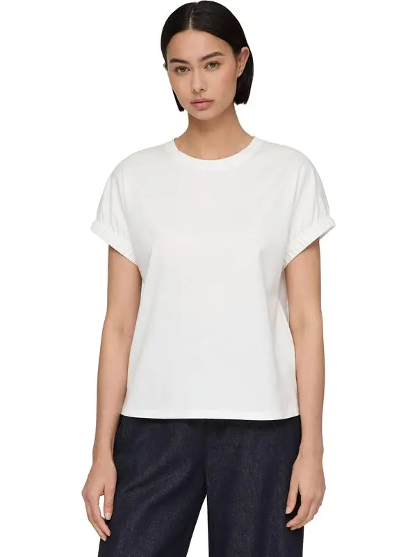 Lafayette 148 New York Cotton Jersey Short Sleeve Top - White
