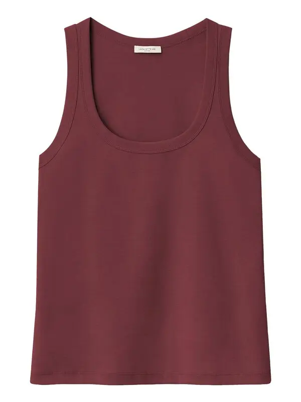 Lafayette 148 New York Stretch Cotton Rib Tank - Rosewood