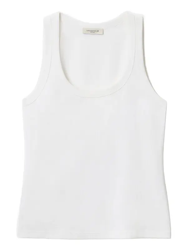 Lafayette 148 New York Stretch Cotton Rib Tank - White