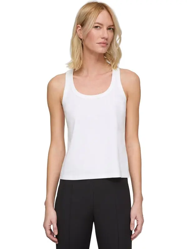 Lafayette 148 New York Stretch Cotton Rib Tank - White