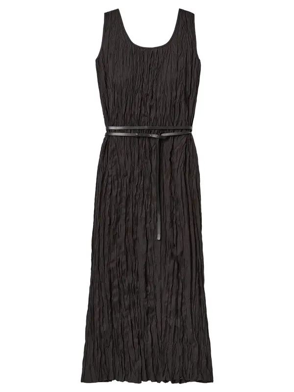 Lafayette 148 New York Plissé Belted Midi Dress - Black