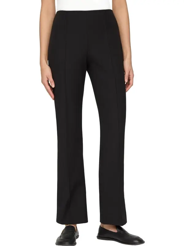 Lafayette 148 New York Stretch Cotton Twill Flared Ankle Pant - Black