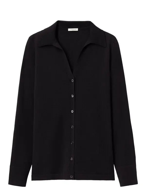 Lafayette 148 New York Cotton-silk Polo Cardigan - Black