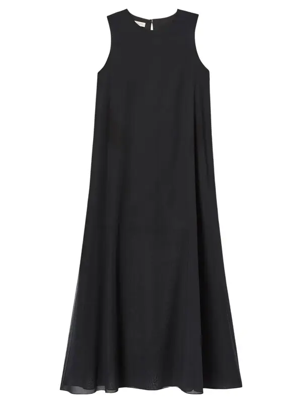 Lafayette 148 New York Cotton A-line Maxi Sleeveless Dress - Black