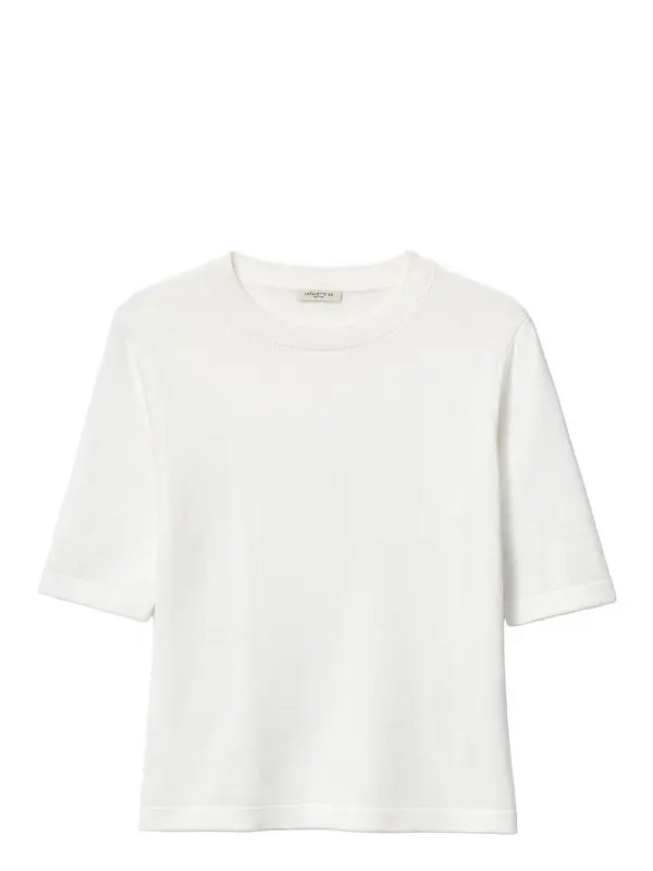 Lafayette 148 New York Short Sleeve Cotton-silk Pullover - Cloud