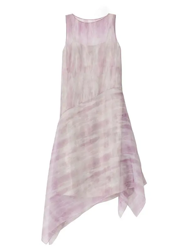 Lafayette 148 New York Printed Silk A-line Midi Dress - Lavender Tint Multi