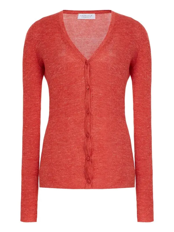 Gabriela Hearst Aiste Cashmere, Silk, And Hemp Cardigan - Orange