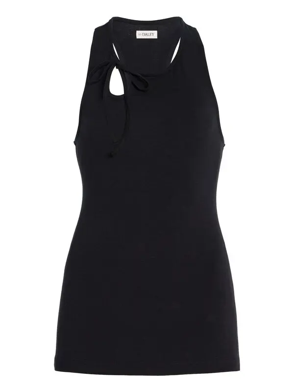 S.S.DALEY Cochrane Sheer Wool Jersey Tank Top - Black