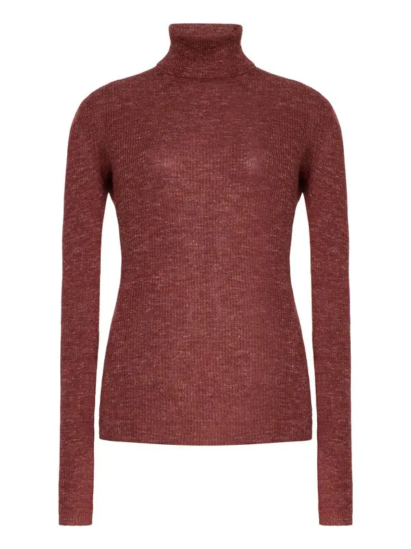 Gabriela Hearst Aldona Cashmere, Silk, And Hemp Turtleneck Top - Burgundy