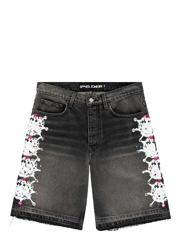 SP5DER Web Stone Denim Shorts - Black