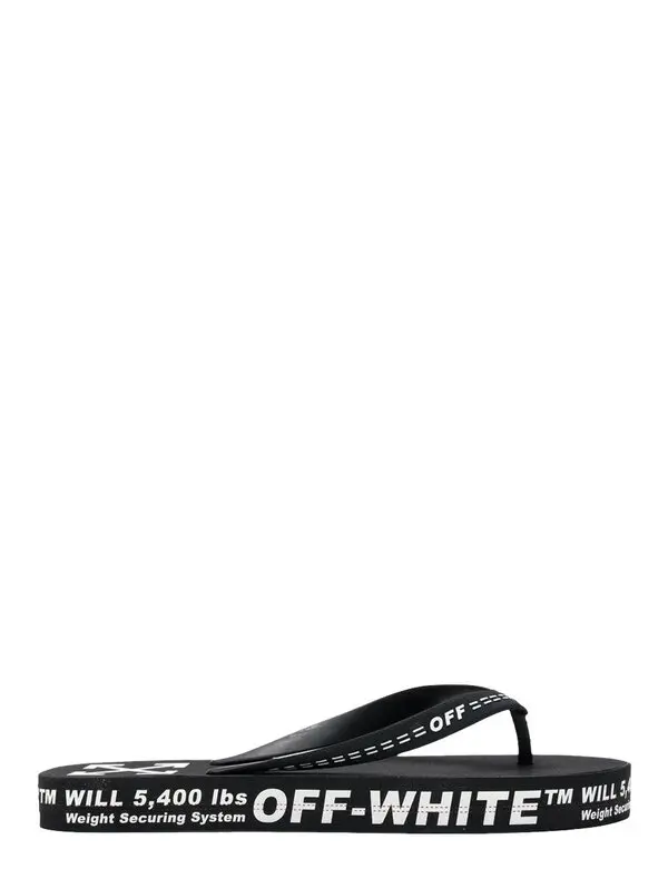 Off-White Typographic Logo Flip Flops - Black