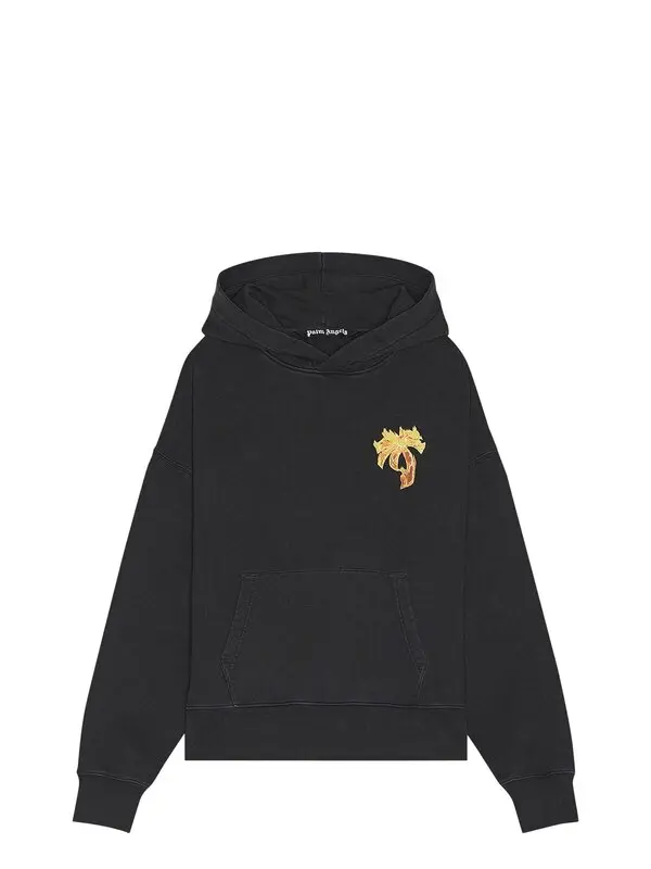 Palm Angels Burning Palm Hooded Sweatshirt - Black