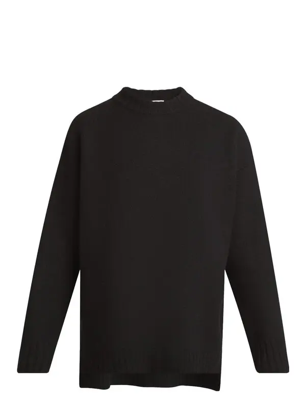 JIL SANDER Superfine Merino Wool Oversized Crewneck Sweater - Black