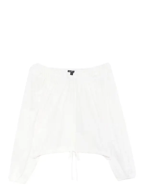 JAMES PERSE Long-sleeved Top With Drawstring Hem - White