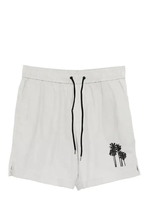 JAMES PERSE Palm-embroidered Deck Shorts - Grey