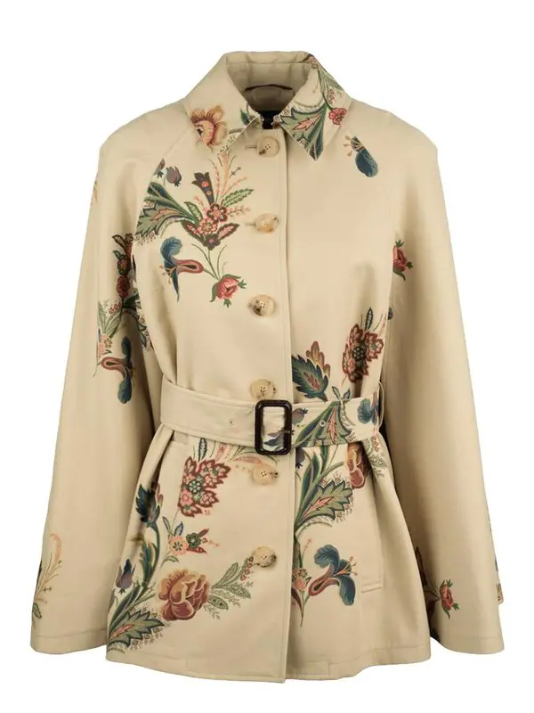 Etro Floral Print Cape Trench Coat - Beige