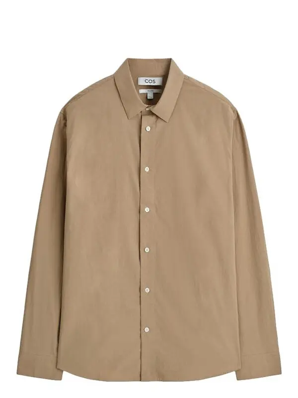 Cos Relaxed Pima Cotton Poplin Shirt - Beige