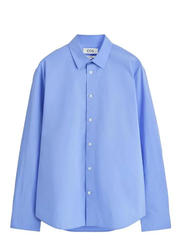 Cos Relaxed Pima Cotton Poplin Shirt - Blue