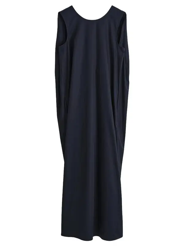 Cos Twist-back Cotton Midi Dress - Navy