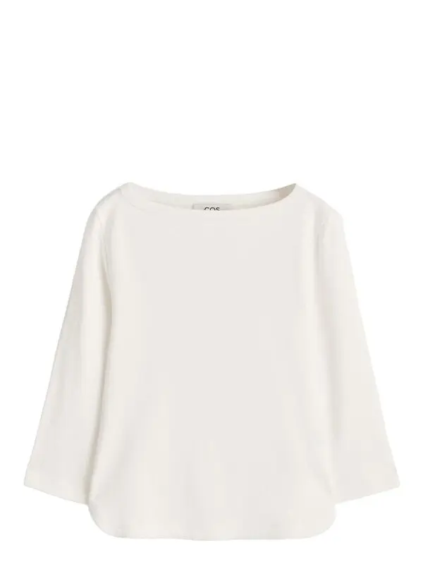 Cos 3/4 Sleeve Cotton Top - White