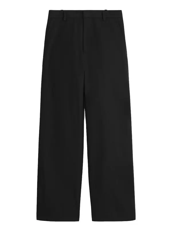 Cos Cotton Wide-leg Trousers - Black