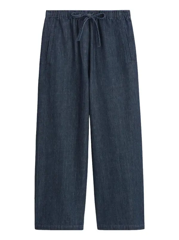 Cos Cropped Wide-leg Denim Pants - Dark Blue