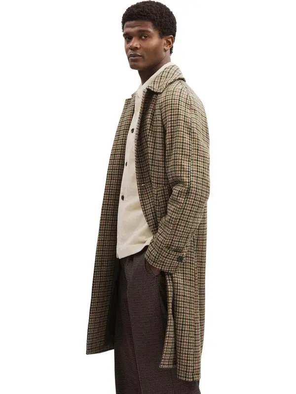 LES DEUX Wool-blend Houndstooth Coat - Brown/black