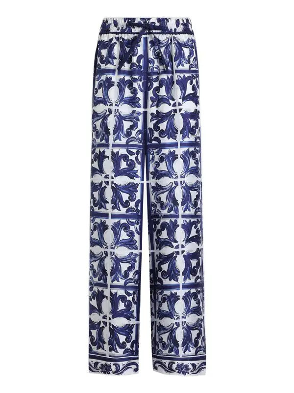 Dolce & Gabbana Majolica- Silk Twill Vanity Trousers - Print