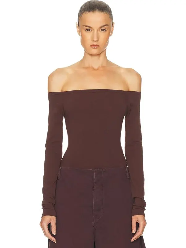 Alaïa Off-the-shoulder Bodysuit - Chocolat