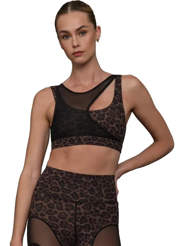 Carbon38 Mesh Overlay Bra In Melt - Leopard Print