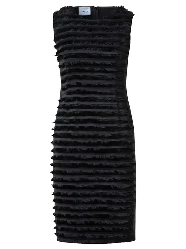 Akris Striped Fringe Techno Taffeta Sleeveless Dress - Black