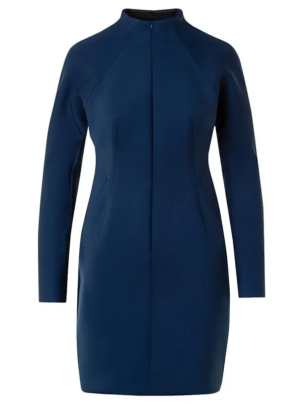 Akris Techno Neoprene Long-sleeve Zip-front Dress - Blue