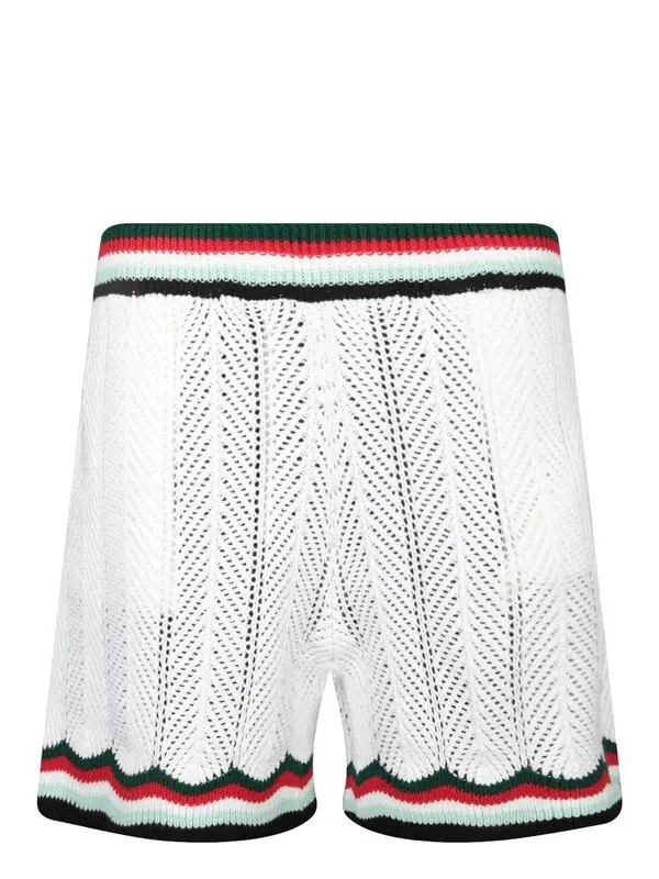 Casablanca Knitted Crochet Shorts - White
