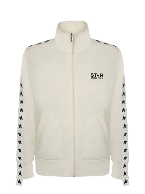 Golden Goose Full Zip Sweatshirt With Star Detail - White