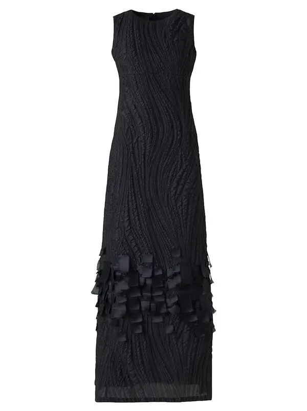 Akris Waves And Ribbons Jacquard A-line Gown - Black