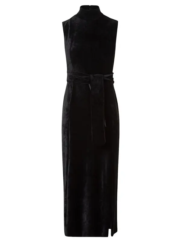 Akris Velvet Jersey Belted Midi Dress - Black