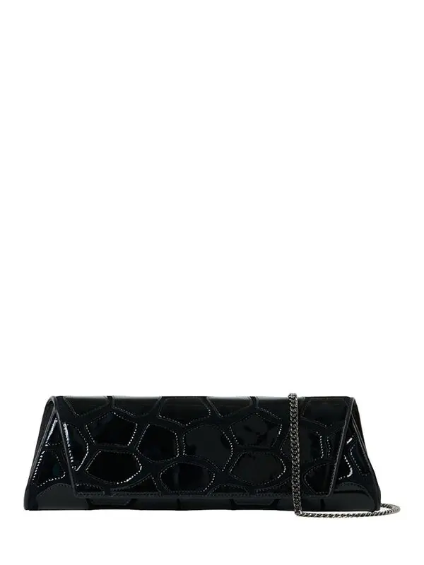 Akris Anouk Patchwork Trapezoid Clutch Bag - 099 Black Met
